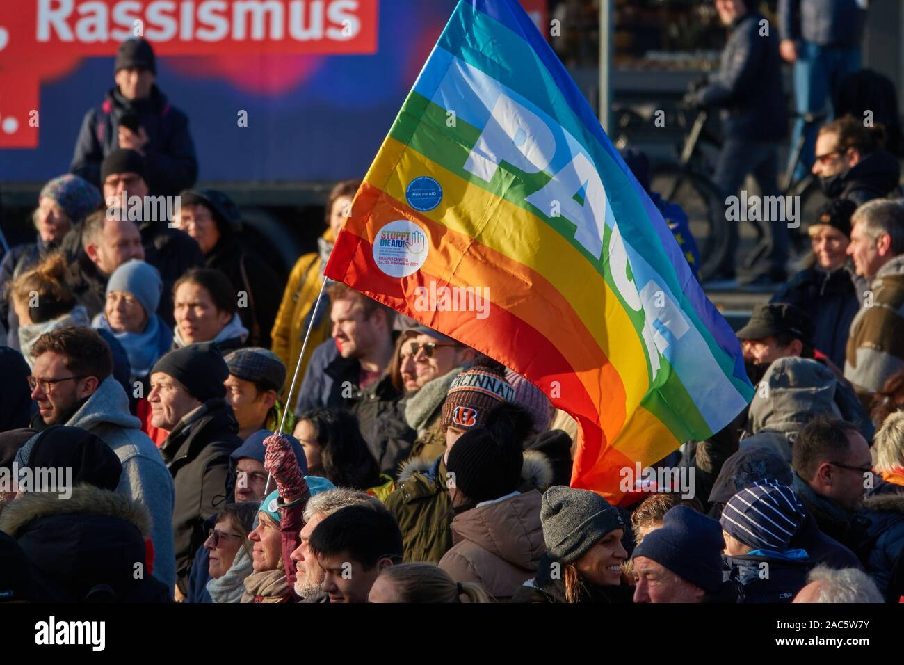 Braunschwig, Germany, November 30., 2019: Rainbow flag as a sign of ...
