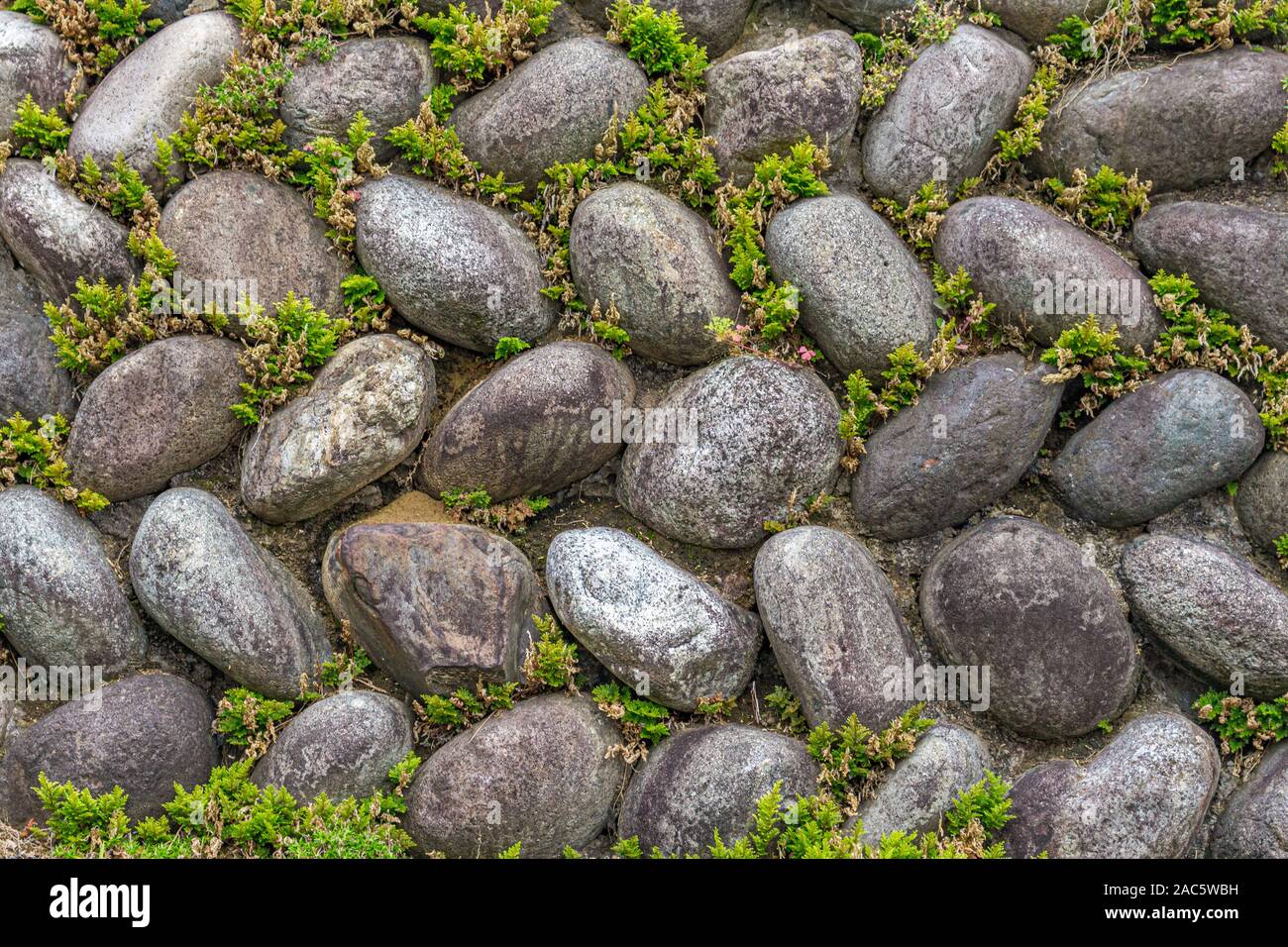 Close-up of traditional Japanese stone wall, Kanazawa, Ishikawa ...