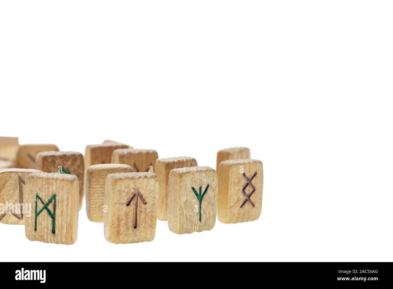 OGroup of od wooden runes isolated on a white background Stock Photo ...
