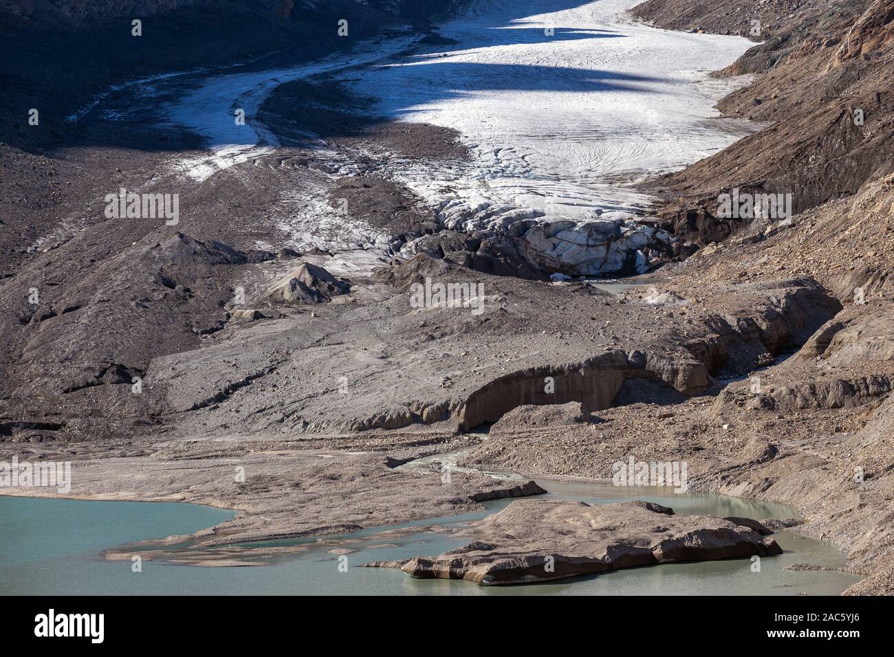 Glocknergruppe alpine massif. Pasterze glacier, moraine. Proglacial ...