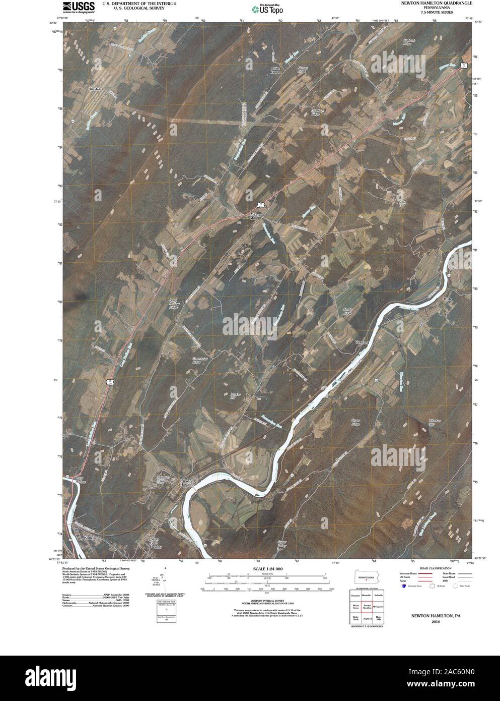 USGS TOPO Map Pennsylvania PA Newton Hamilton 20100611 TM Restoration ...