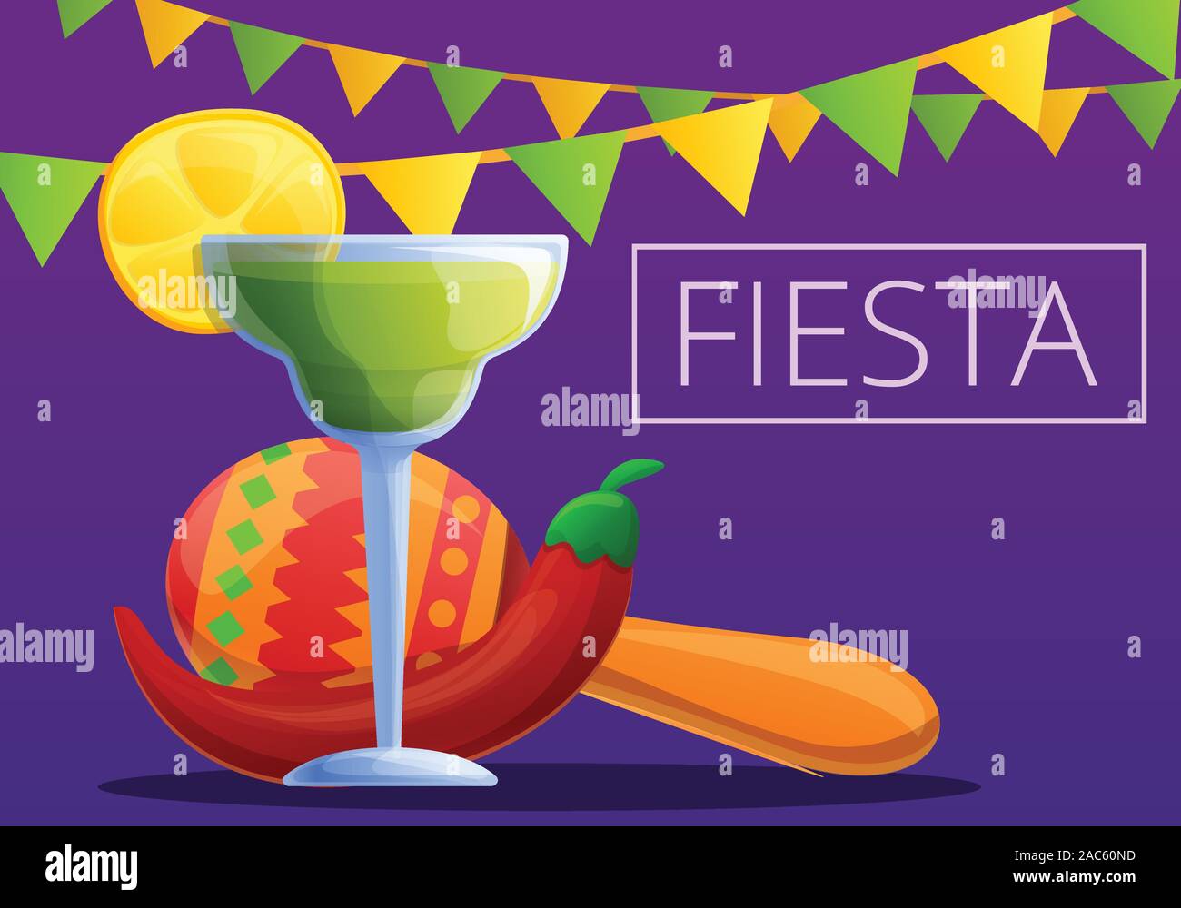 Night fiesta concept banner. Cartoon illustration of night fiesta ...