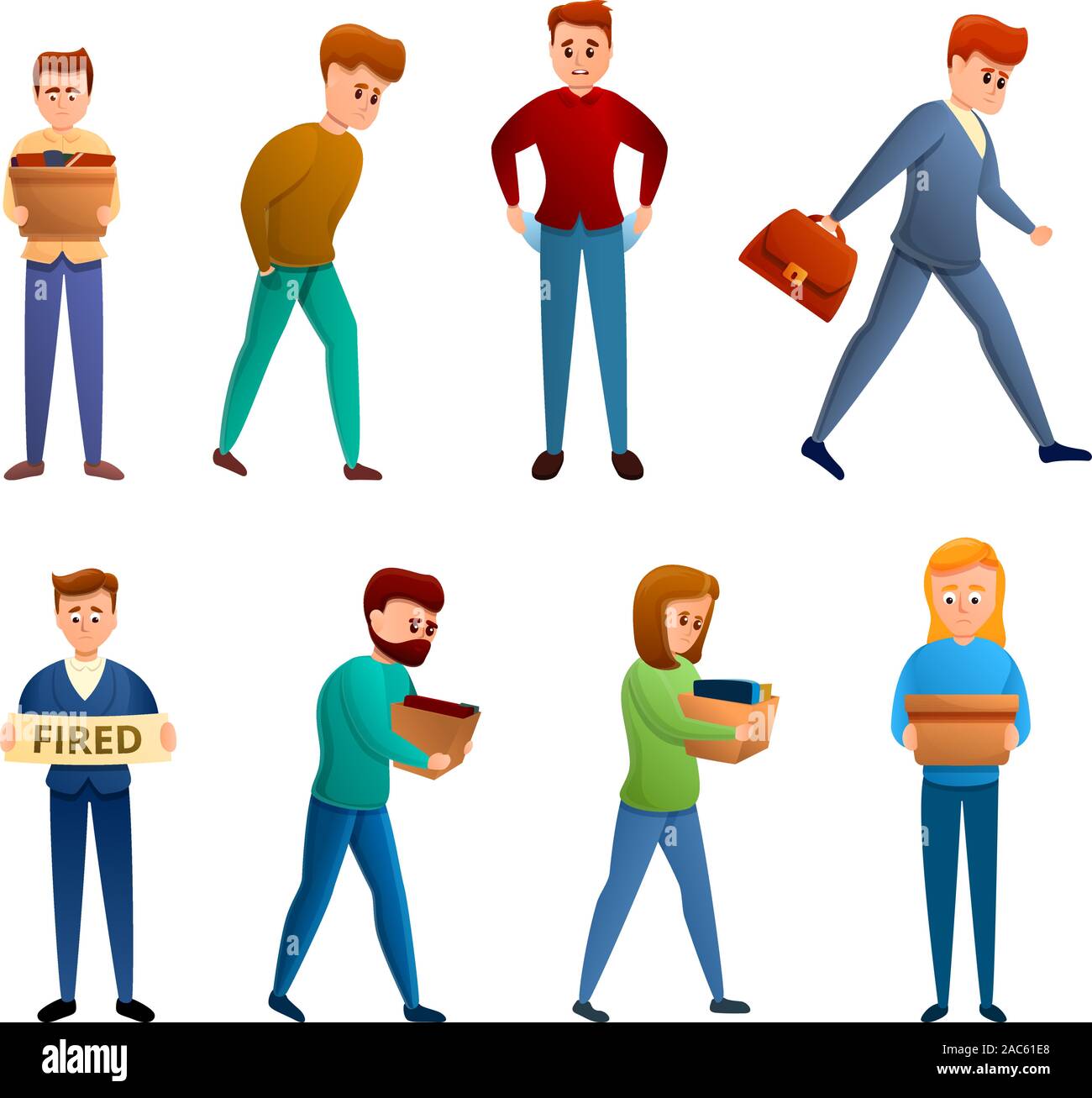 Unemployed icons set. Cartoon set of unemployed vector icons for web ...