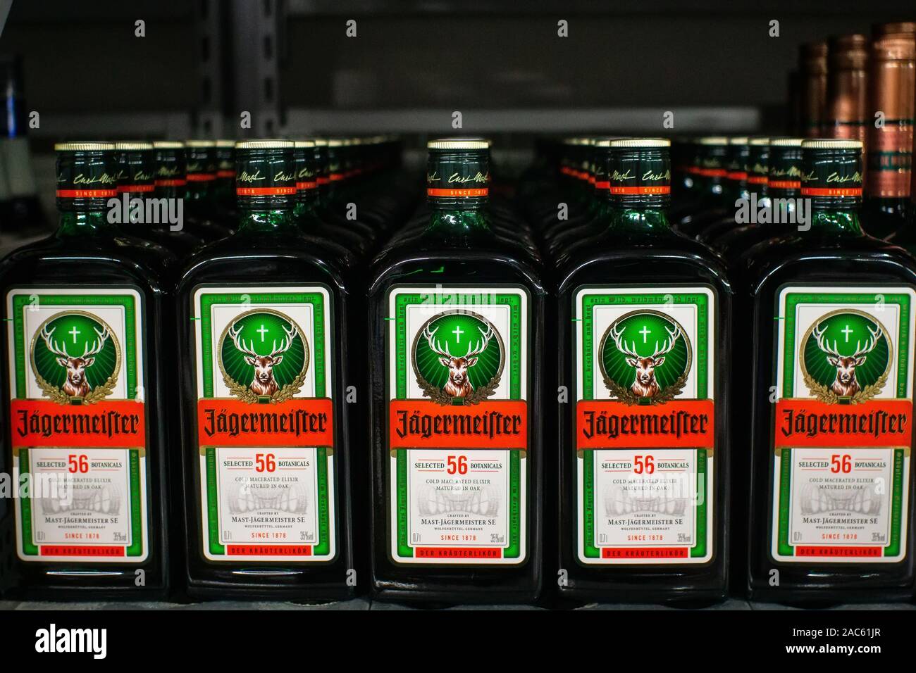 Tyumen, Russia-November 05, 2019: Flagship German digestif, made from ...