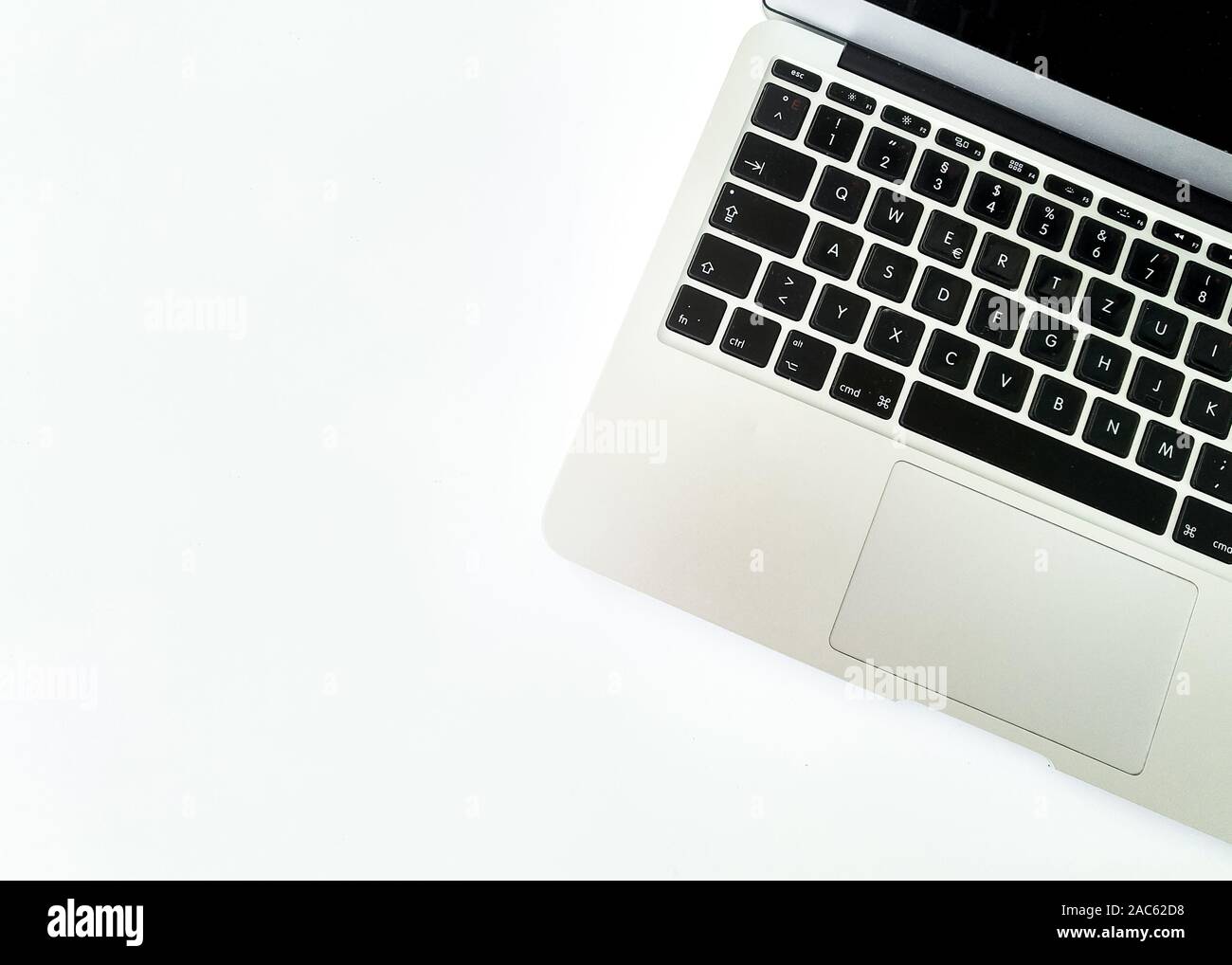 Top view flat layout of laptop English keyboard with space for wording ...