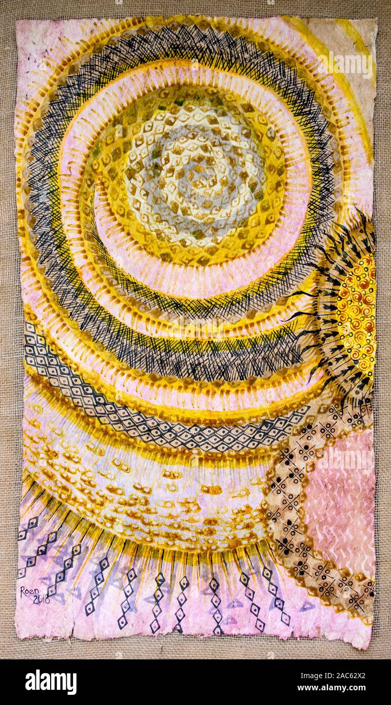 Tapa (or kapa) cloth after it has been dyed and completed, by artist ...