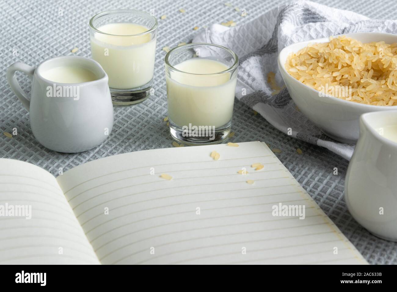 Fresh rice milk drink. Healthy nutritious vegetable milk. Homemade ...