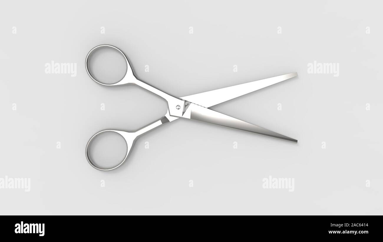 3d rendering of a scissors isolated in a colored studio background ...