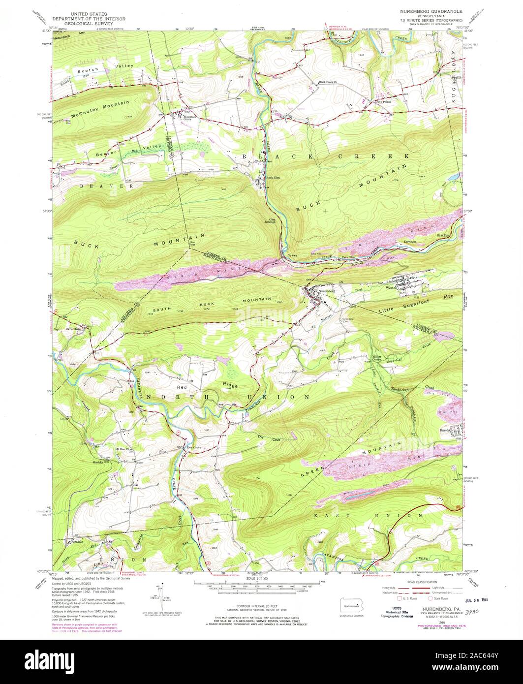 USGS TOPO Map Pennsylvania PA Nuremberg 171524 1955 24000 Restoration ...