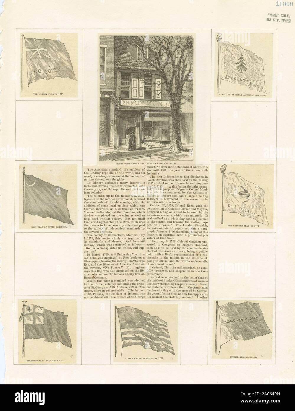 House where the first American flag was made; The liberty flag of 1775 ...