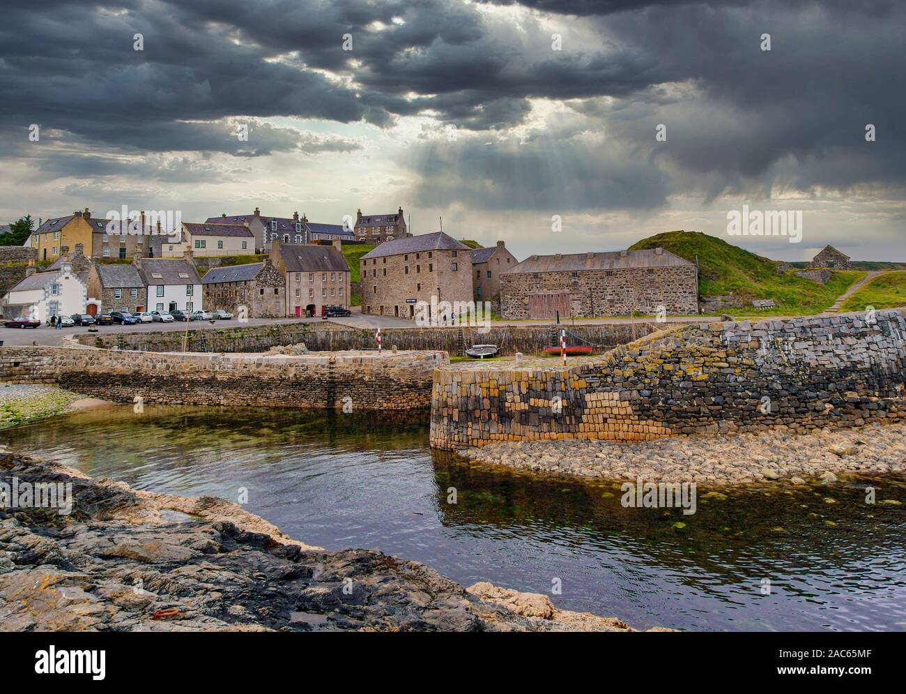 Harbour in Portsoy Aberdeenshire Scotland UK with buildings and piers ...