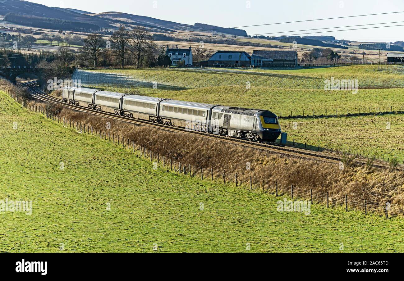 Scotrail DMU HST passenger train heading towards Aberdeen just west of ...