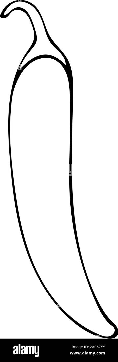 Vector hand drawn outline illustration of chili pepper. Black contour ...