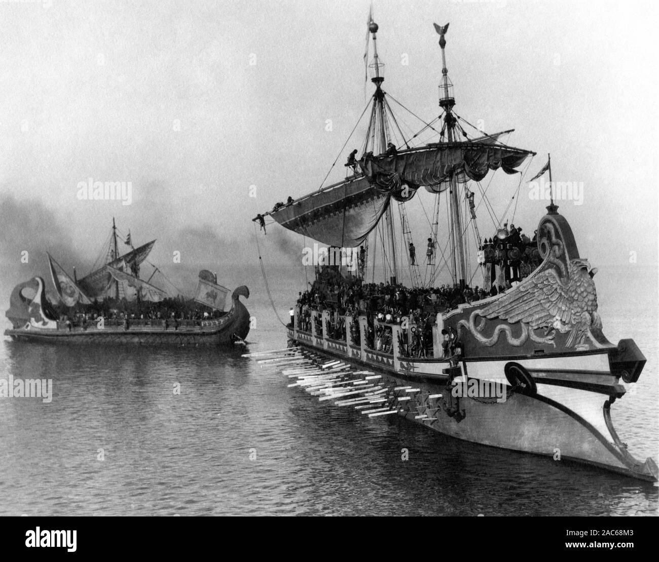 Roman Galleys about to be rammed by Pirate Ship in Sea Battle filmed in ...