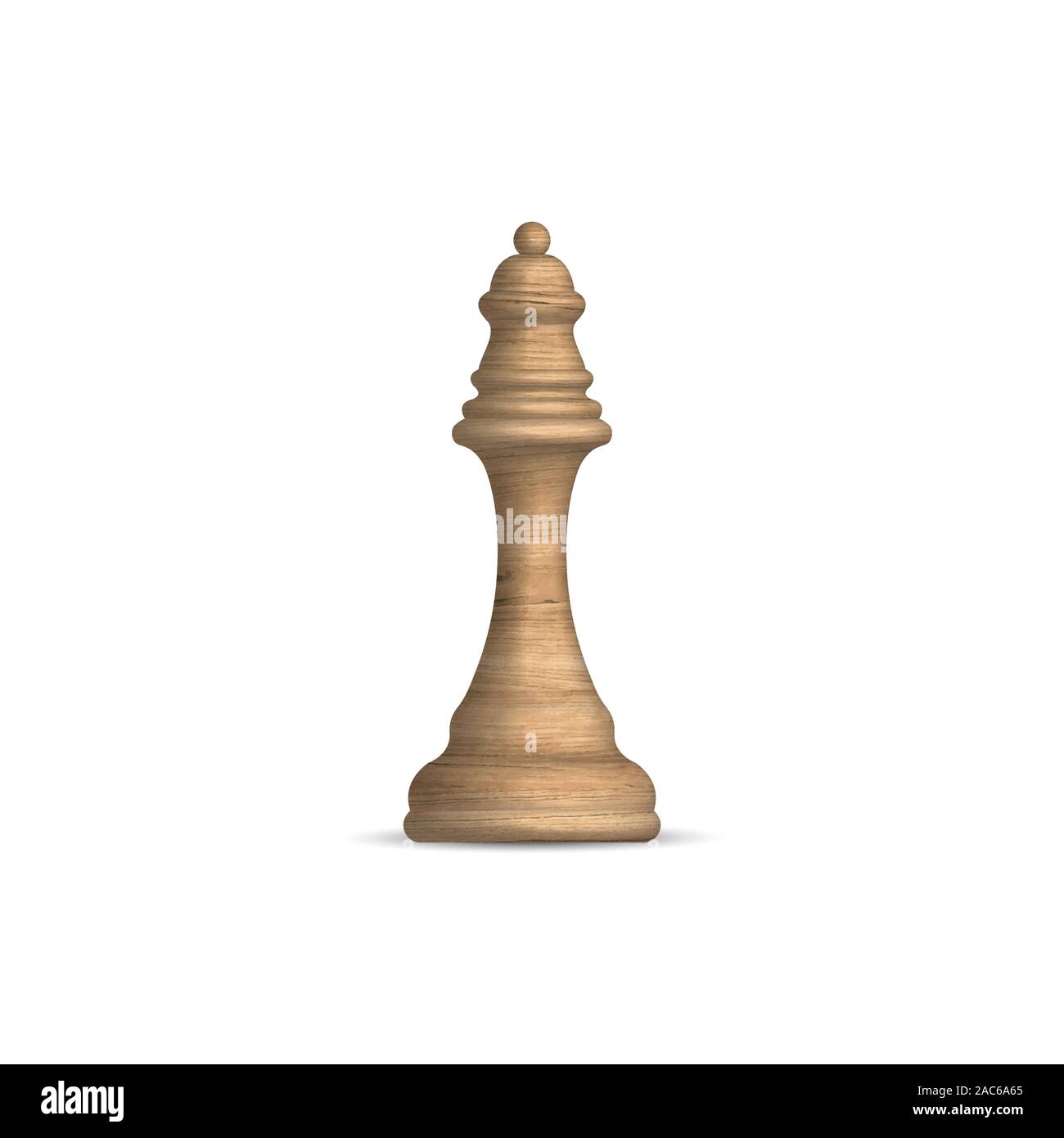 White wooden chess piece queen. Front view, vector illustration Stock ...