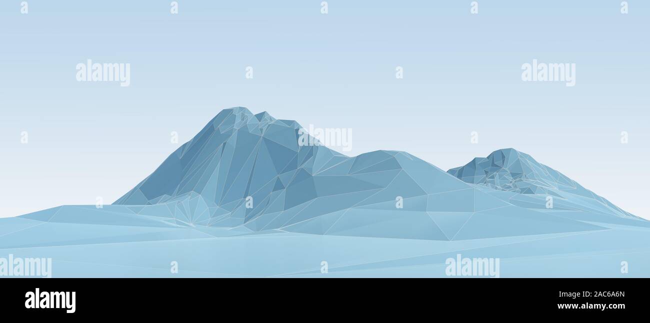 blue low poly mountains in wireframe. 3d rendering Stock Photo - Alamy