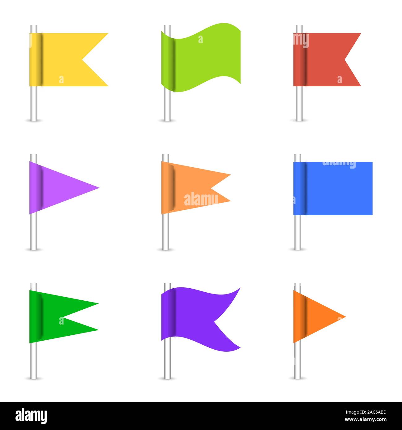 Set of colored glossy flags isolated on a white background, vector ...