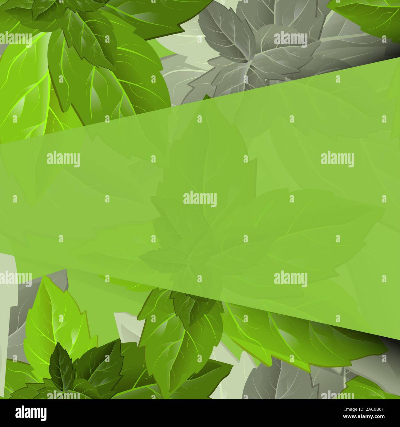 Colorful green leaves in beautiful style on light background. Leaf ...