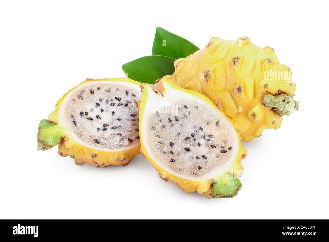 Ripe Dragon fruit, Pitaya or Pitahaya yellow isolated on white ...