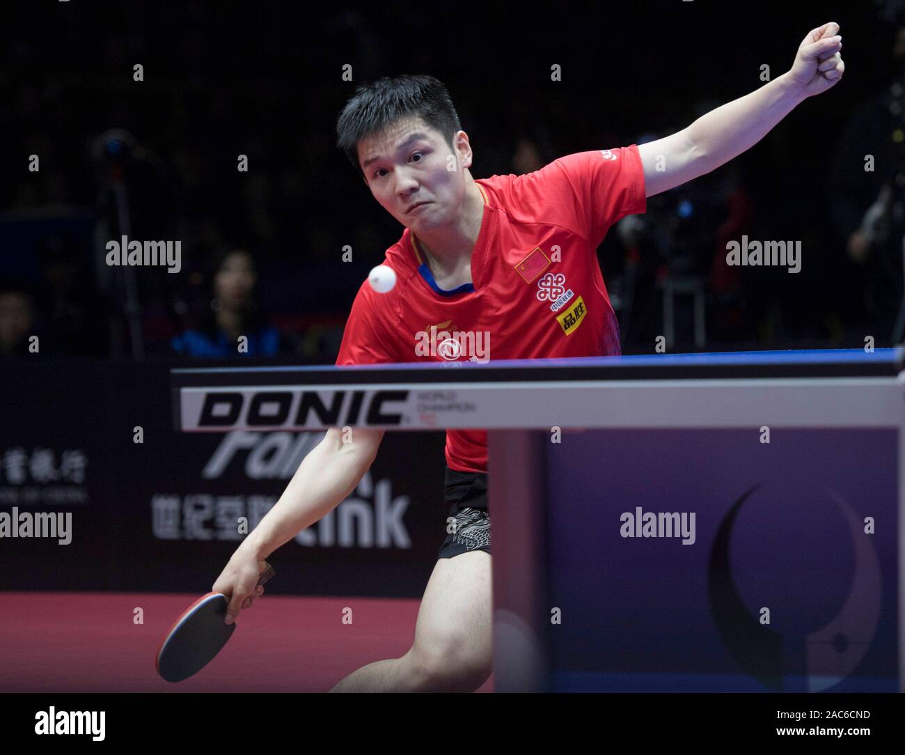 Fan Zhengdong of China in action against Tomokazu Harimoto of Japan in ...
