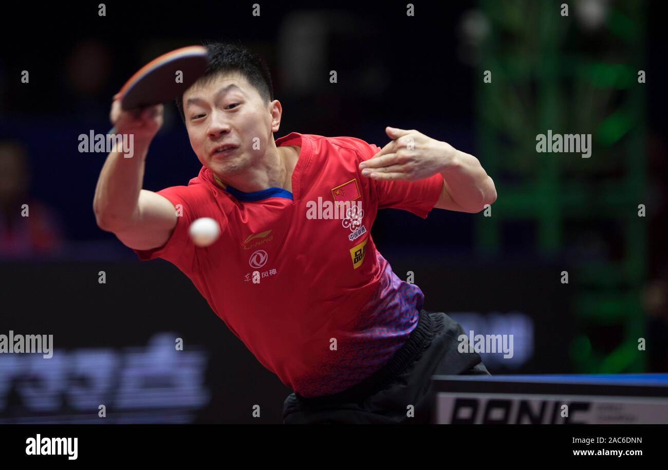 Ma Long of China in action against Tomokazu Harimoto of Japan in their ...