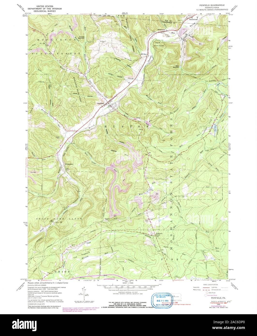 Penfield Pennsylvania Map High Resolution Stock Photography and Images ...