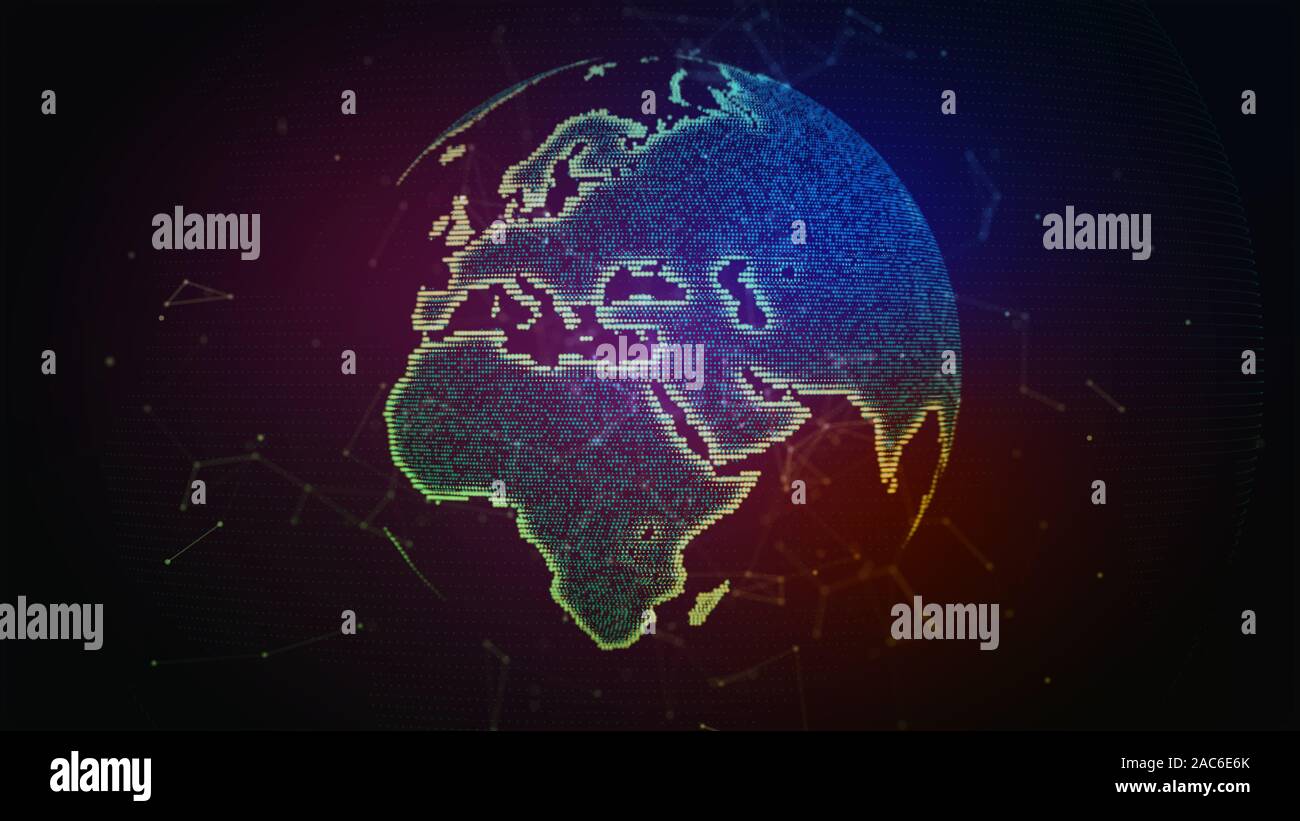 Connection lines Around Earth Globe. Background with Light Effect ...