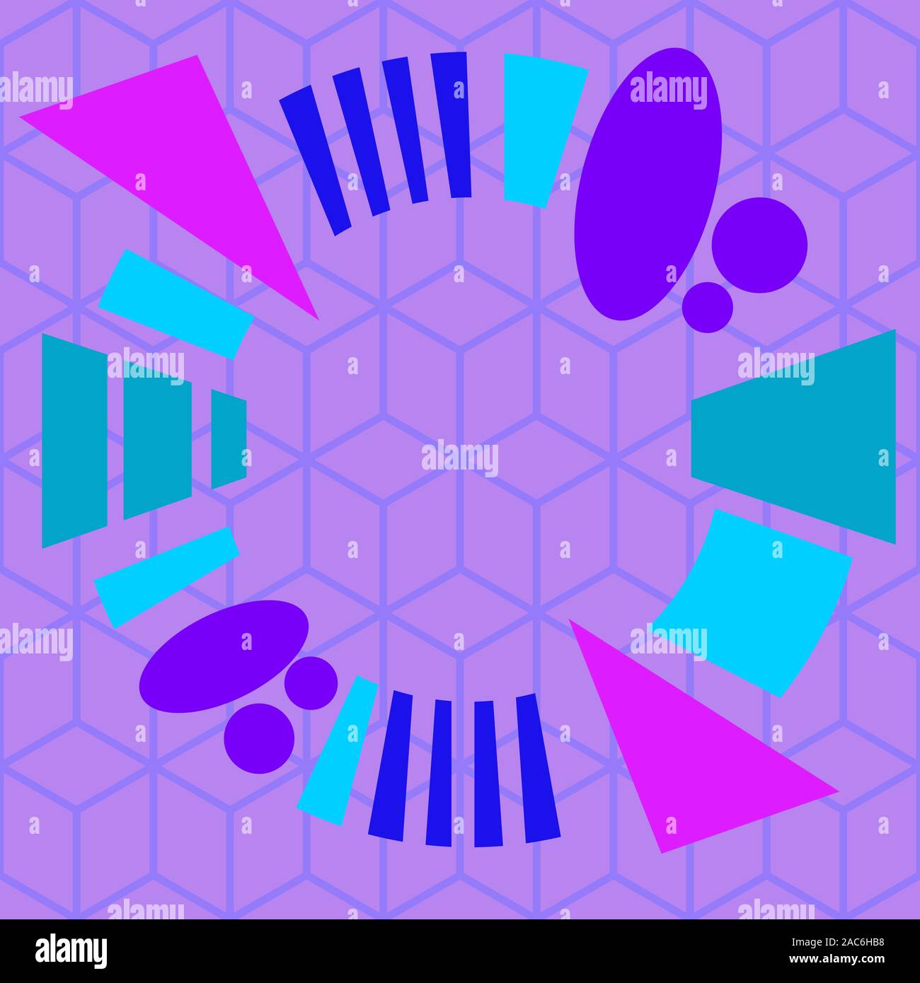 Asymmetrical uneven shaped format pattern object outline multicolour ...