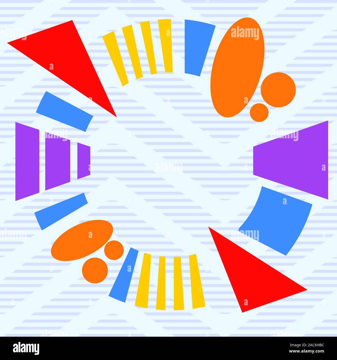 Asymmetrical uneven shaped format pattern object outline multicolour ...