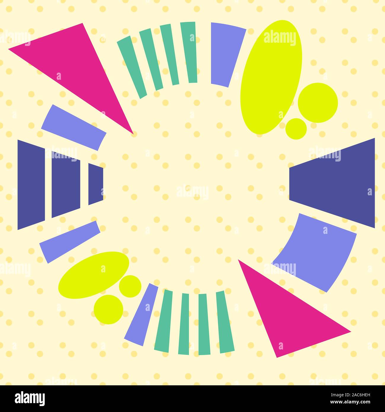 Asymmetrical uneven shaped format pattern object outline multicolour ...