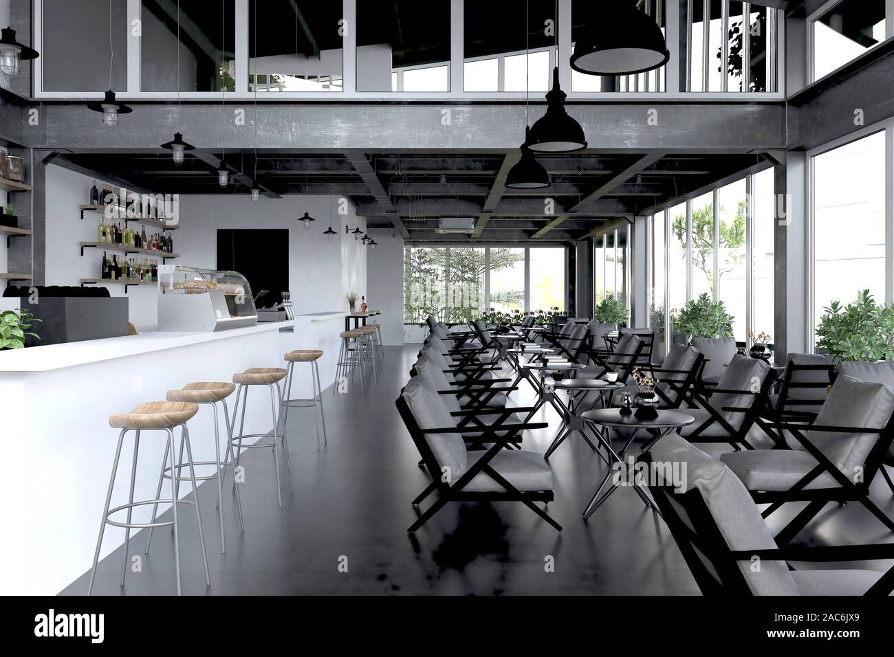3d render cafe restaurant Stock Photo - Alamy