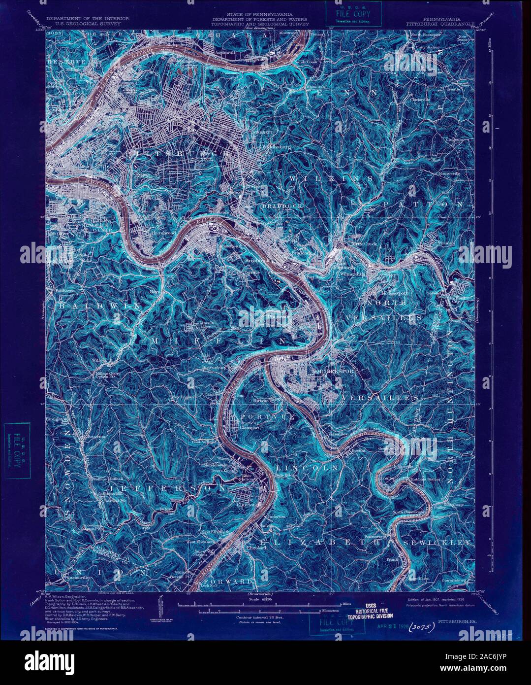 Pittsburgh historical map hi-res stock photography and images - Alamy
