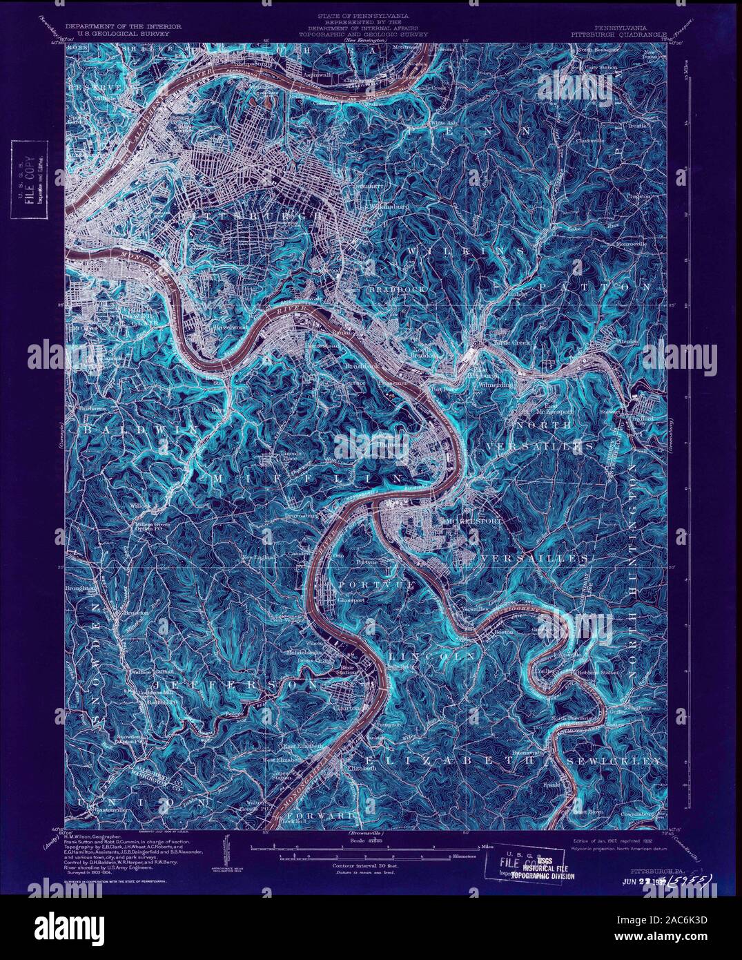 Pittsburgh historical map hi-res stock photography and images - Alamy