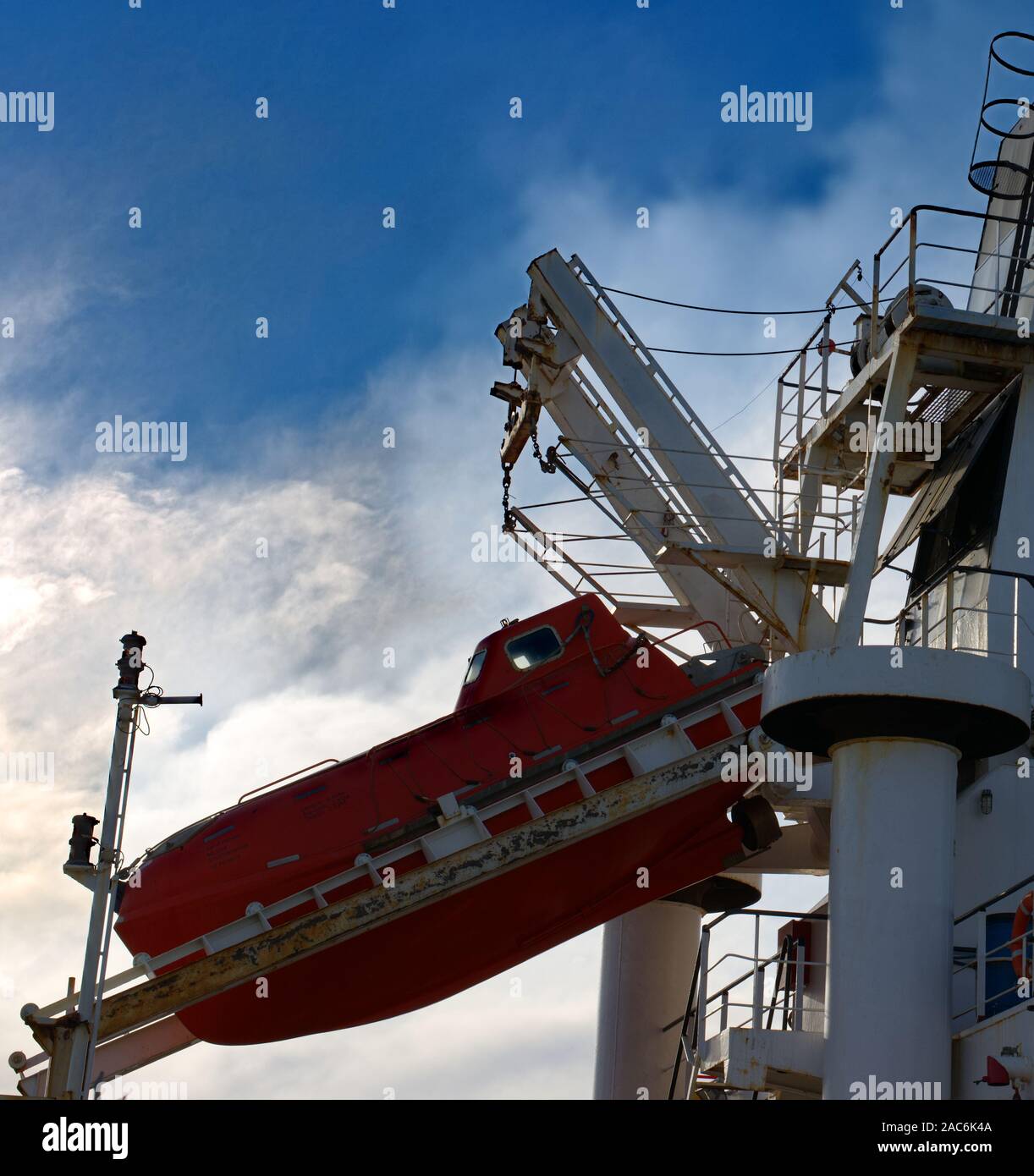 lifeboat on launch of ship Stock Photo - Alamy