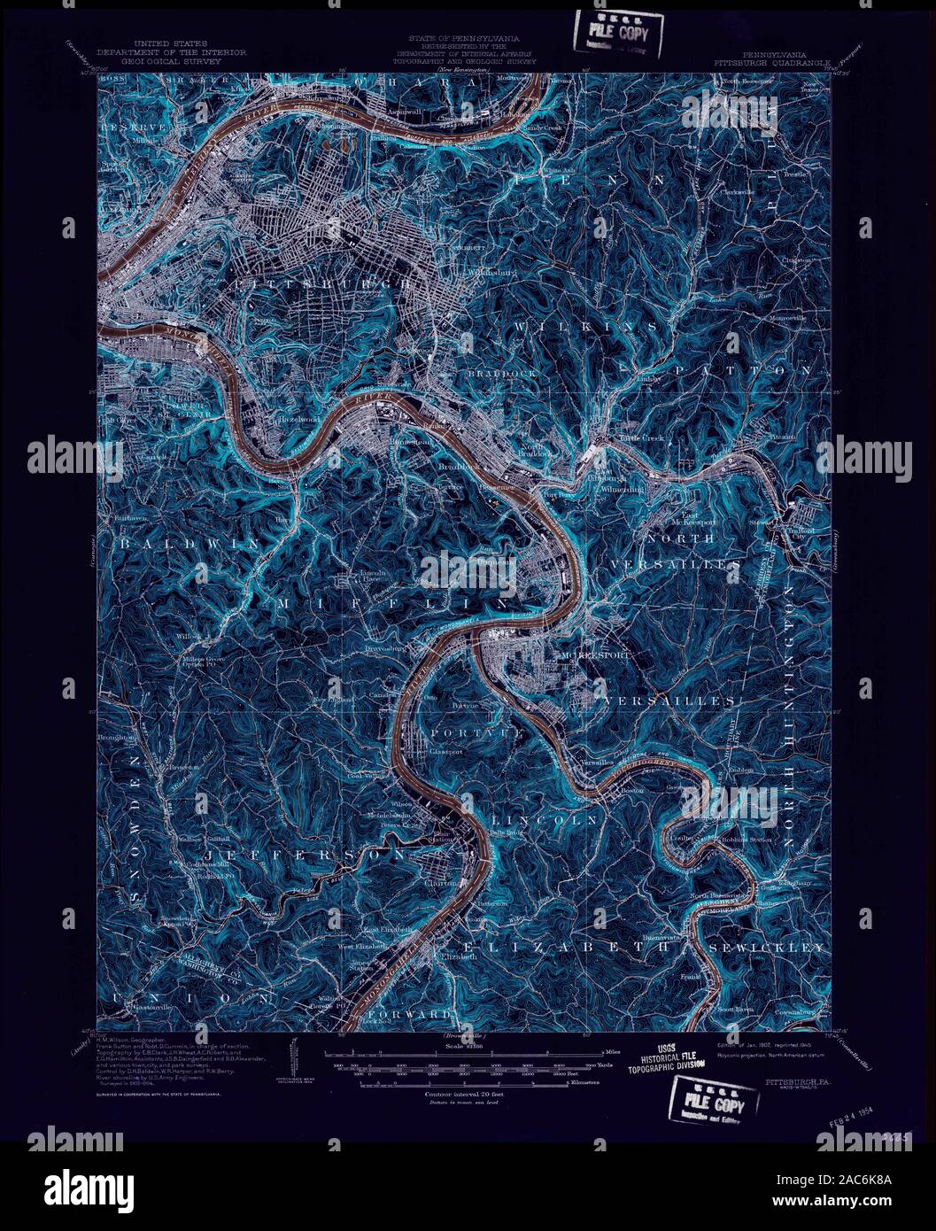 Pittsburgh historical map hi-res stock photography and images - Alamy