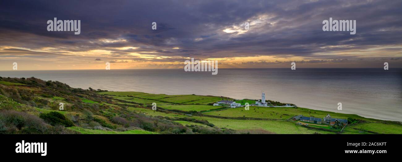 Niton, UK - November 29, 2019: Sunrise over St Catherine's Light House ...