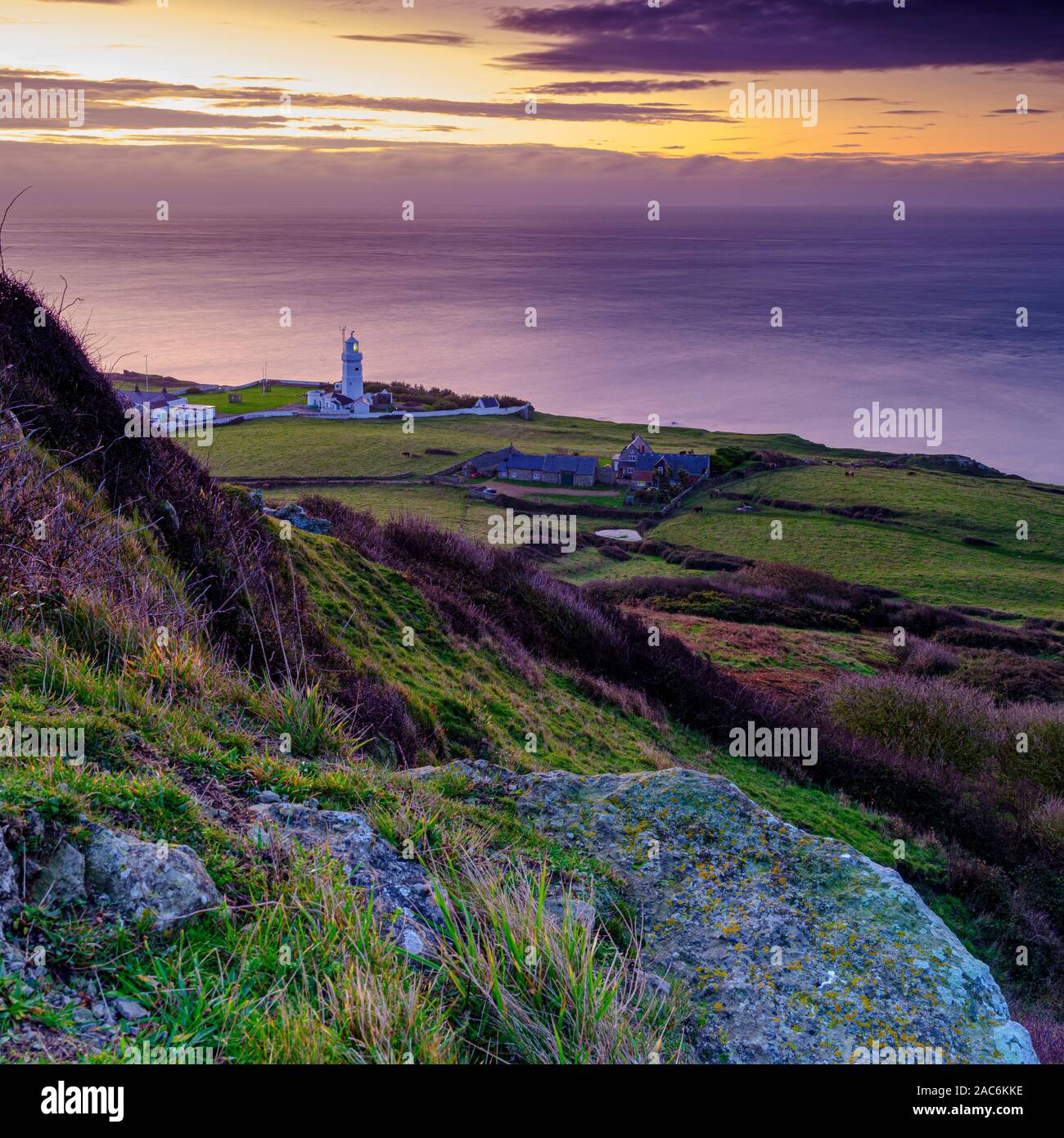 Niton, UK - November 29, 2019: Sunrise over St Catherine's Light House ...