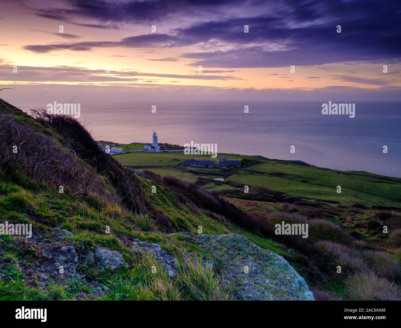 Niton, UK - November 29, 2019: Sunrise over St Catherine's Light House ...