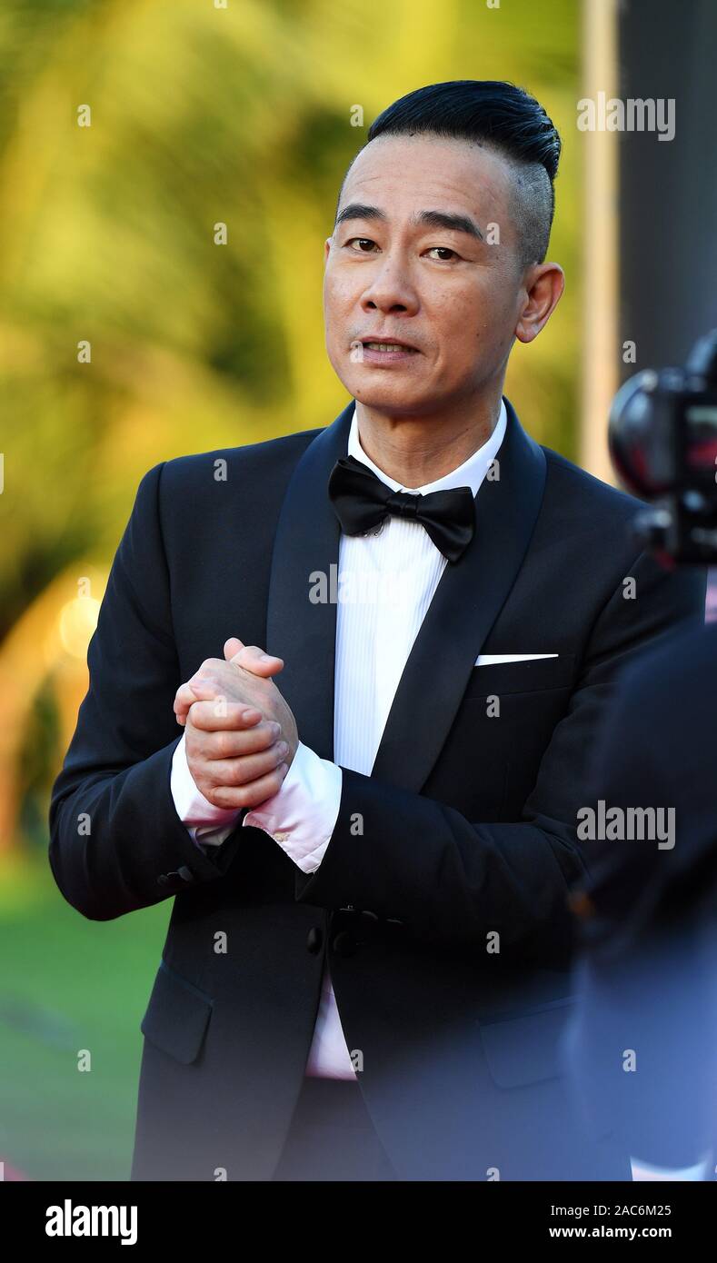Sanya, China's Hainan Province. 1st Dec, 2019. Actor Jordan Chan makes ...