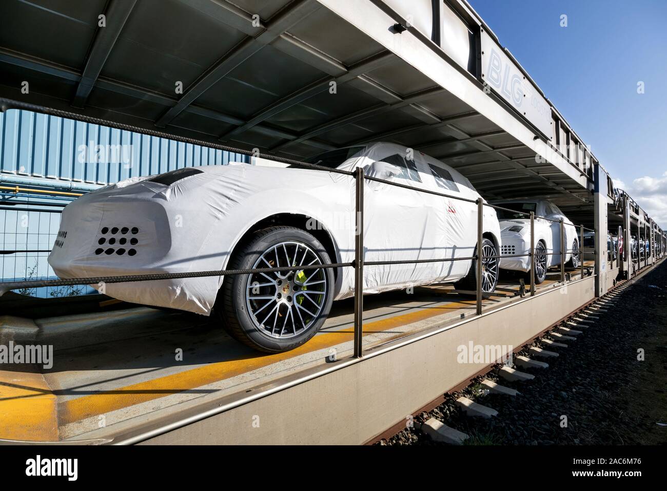 BLG autorack with new Porsche Cayenne cars for export at seaport ...