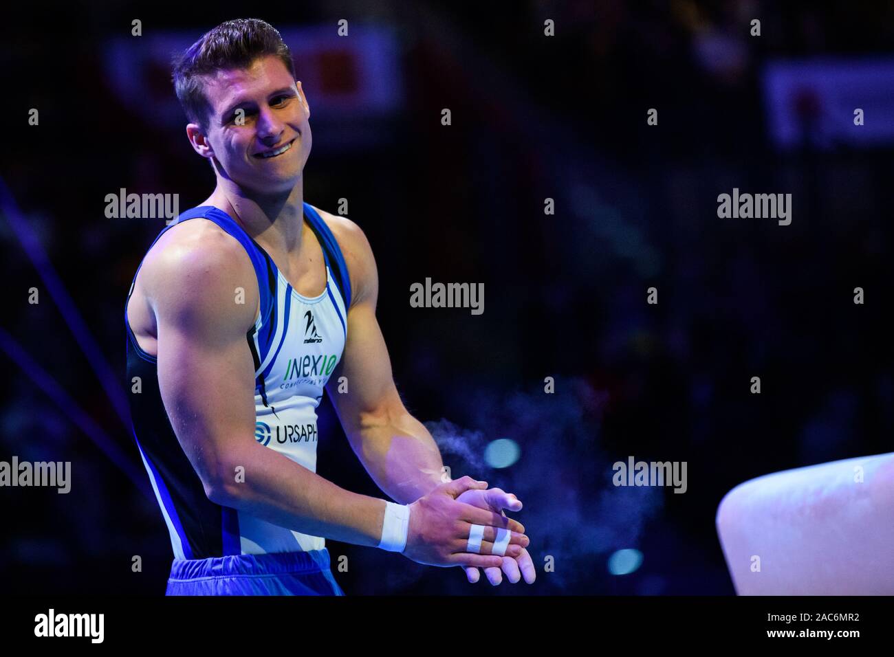 Lukas Dauser (TG Saar) cheers. GES / Gymnastics / German Team ...