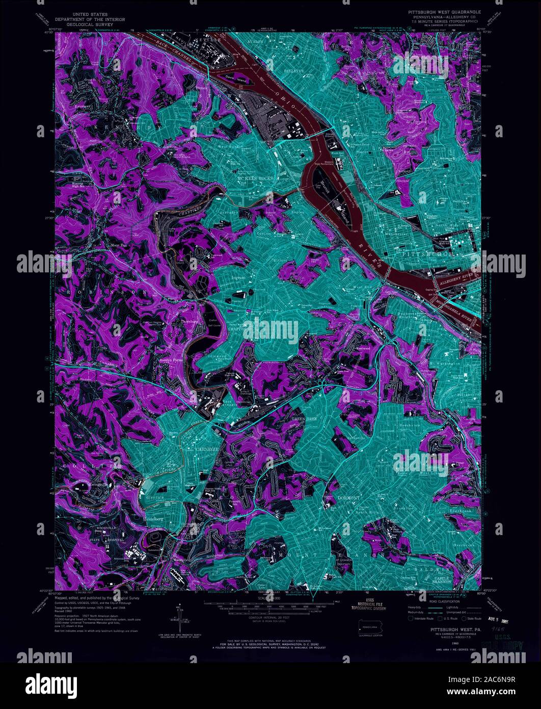 USGS TOPO Map Pennsylvania PA Pittsburgh West 221415 1960 24000 ...
