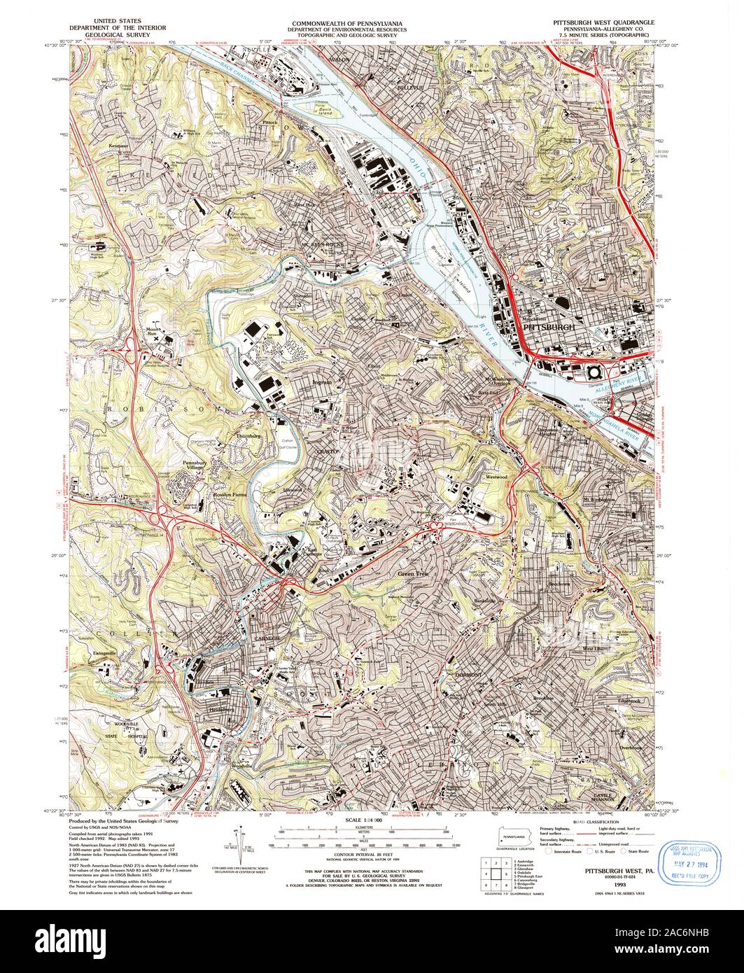 Pittsburgh historical map Cut Out Stock Images & Pictures - Alamy