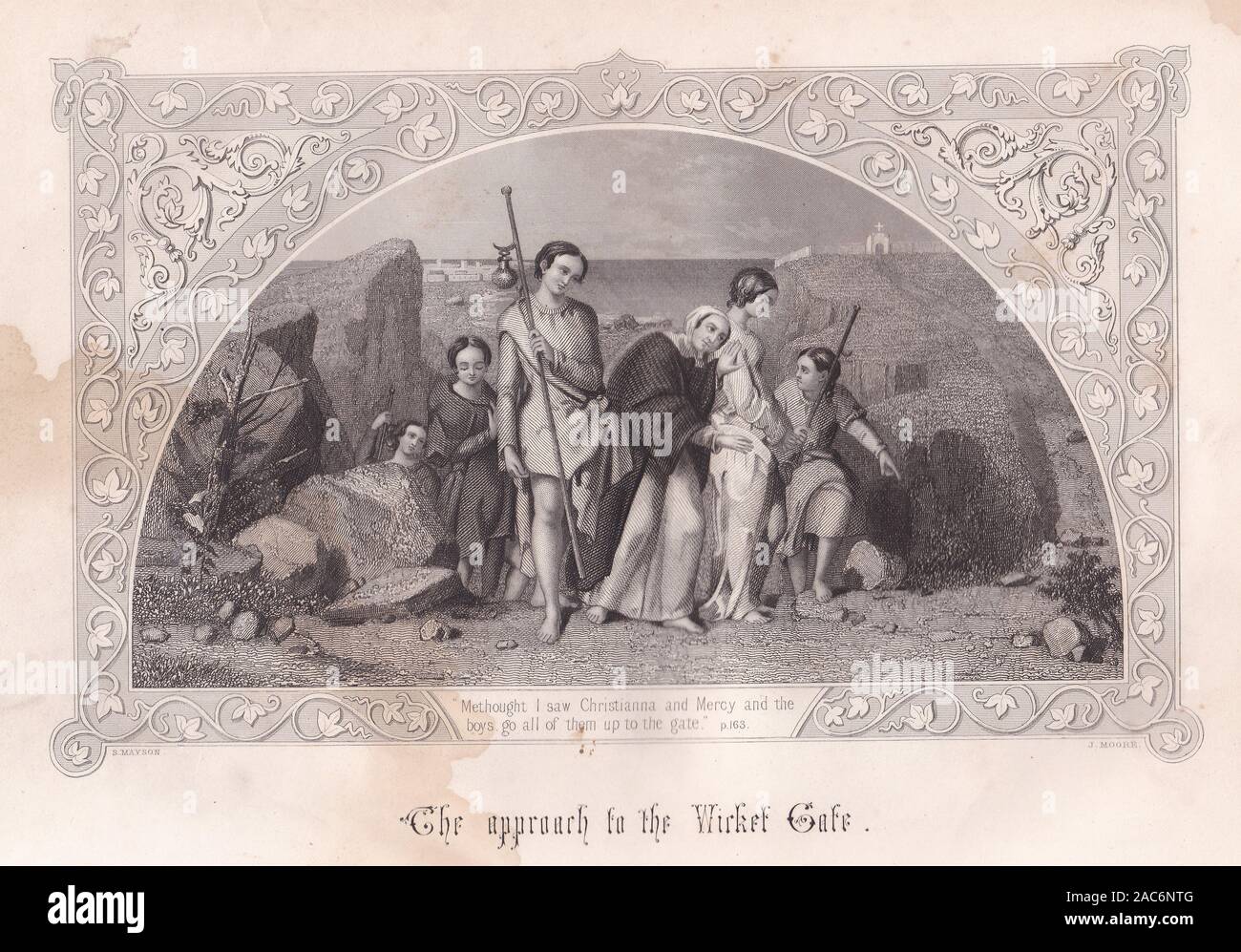 1800s Engraving 'The approach to the Wicker Cafe' 'Methought I saw ...