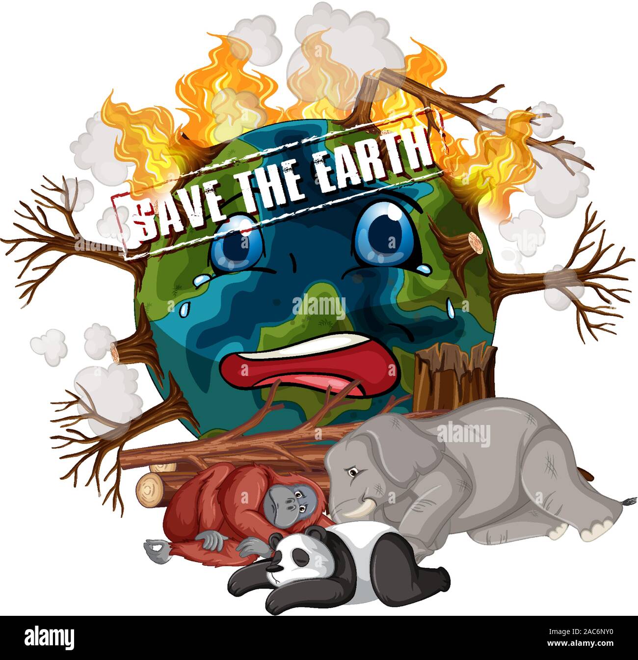 Poster design with earth on fire illustration Stock Vector Image & Art ...