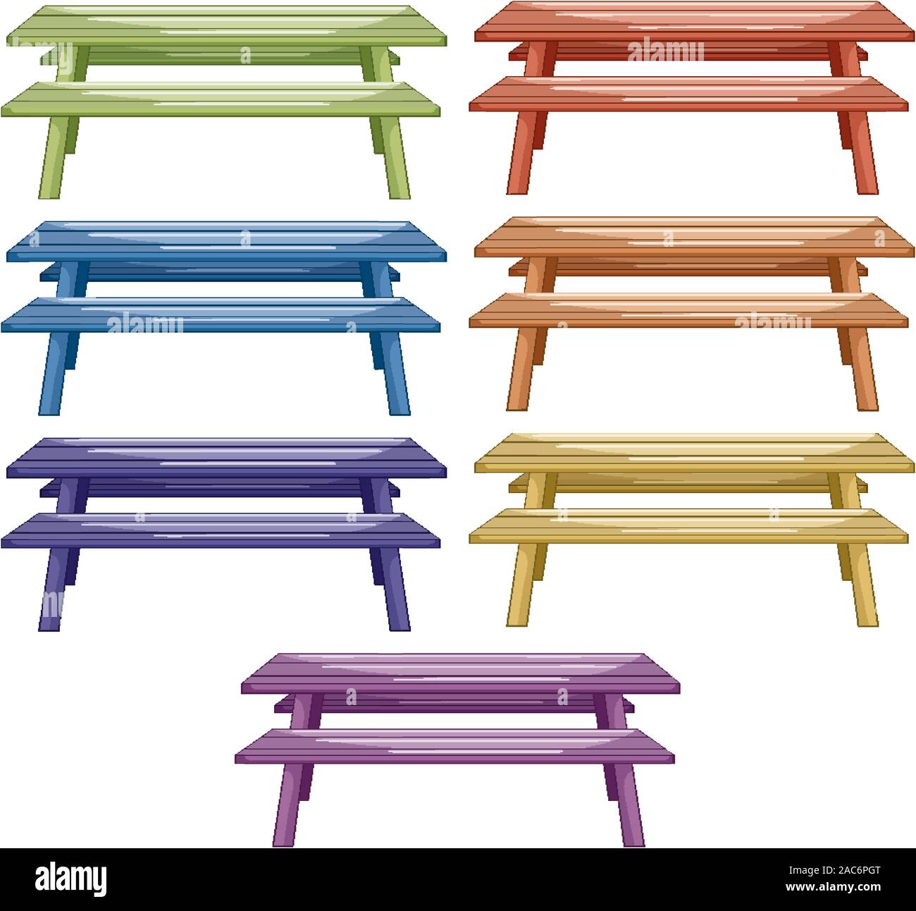 Isolated set of picnic tables in many colors illustration Stock Vector ...