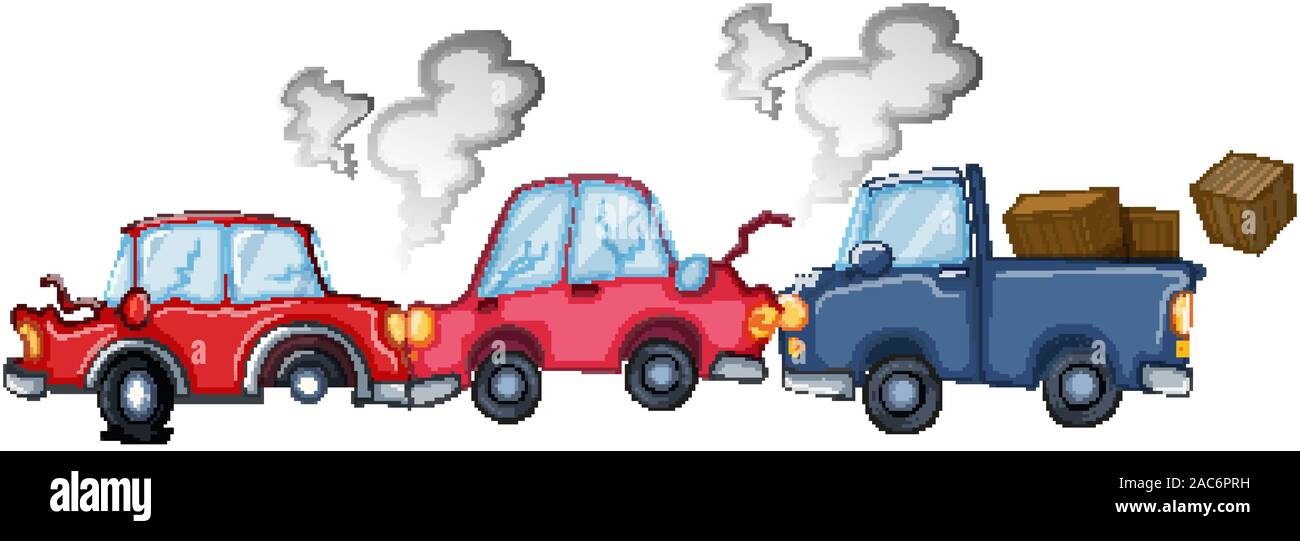 Car accident scene on white background illustration Stock Vector Image ...