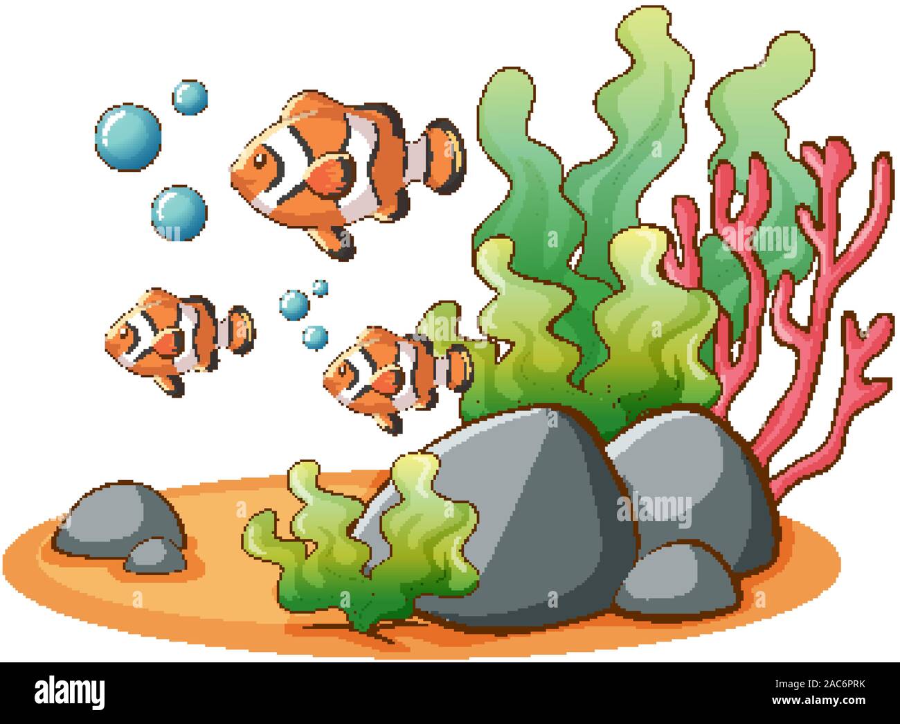 Clownfish swimming on white background illustration Stock Vector Image ...