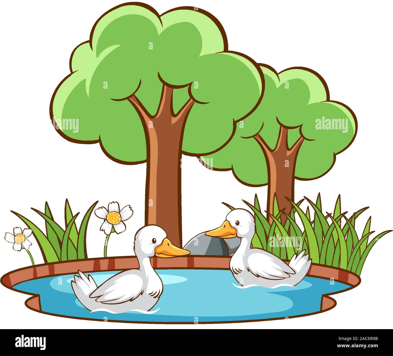 Isolated picture of two ducks in the pond illustration Stock Vector ...