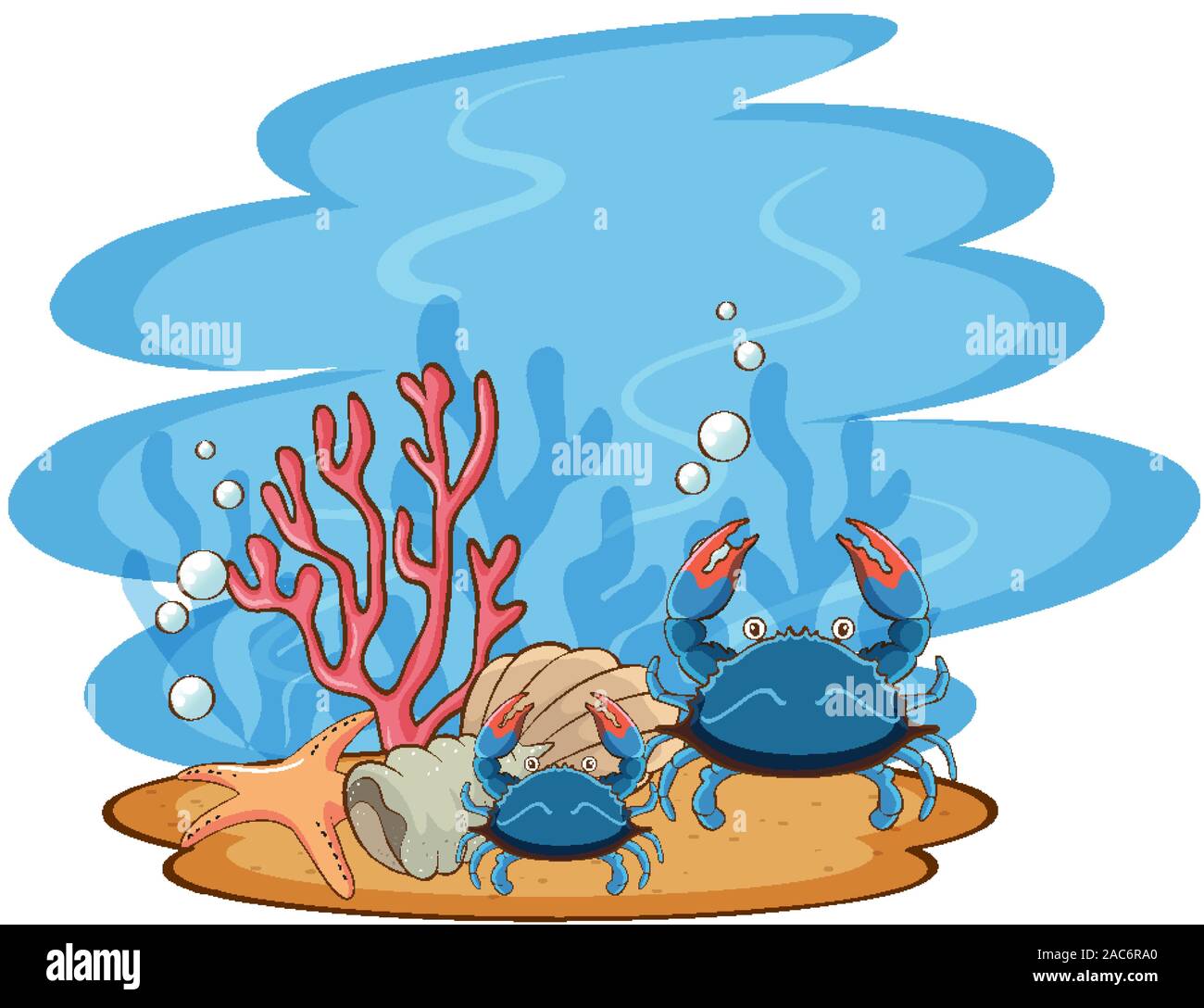 Scene with two crabs under the sea illustration Stock Vector Image ...